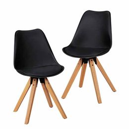 Pharao24.de Esszimmer Schalenstuhl in Schwarz Holzbeine (2er Set)