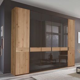 Pharao24.de Dreht&uuml;renschrank Kleiderschrank in Dunkelbraun und Eiche Bianco