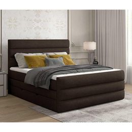 Pharao24.de Boxbett Polsterbett in Braun mit Bettkasten