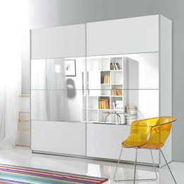 Pharao24.de Wei&szlig;er Gleitt&uuml;renschrank in modernem Design 180 cm breit