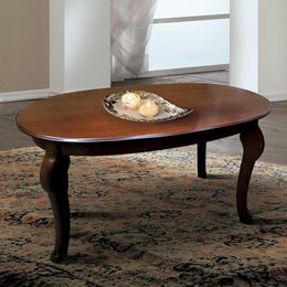 Pharao24.de Wohnzimmer Couchtisch im italienischen Design oval aus MDF in Nussbaumfarben 72x47x46 cm Pharao24