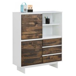 Pharao24.de Flurkommode in Wei&szlig; und Kiefer dunkel 100 cm breit