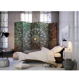 Pharao24.de Spanische Wand mit Mandala Muster Gr&uuml;n und Wei&szlig;