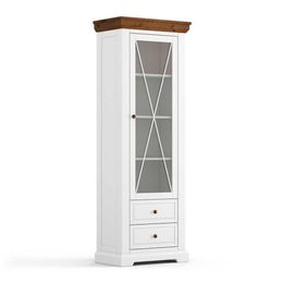 Pharao24.de Vitrine W&auml;scheschrank mit Glast&uuml;r und Schubladen