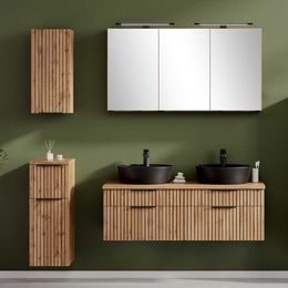 Pharao24.de Modernes Badm&ouml;belkomplettset mit zwei Becken Made in Germany (vierteilig)