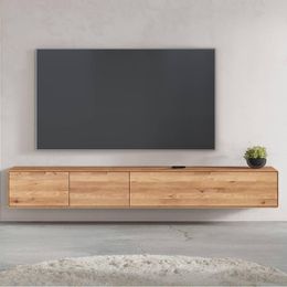 Pharao24.de Fernsehm&ouml;bel Lowboard f&uuml;r die Wandmontage 220 cm breit aus Wildeiche Massivholz 220x31x40 cm Pharao24
