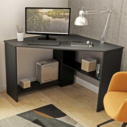 Pharao24.de Home Office Ecktisch in Schwarzgrau Wangen Gestell