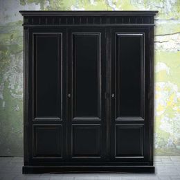 Pharao24.de Kleiderschrank in Schwarz Fichte Massivholz