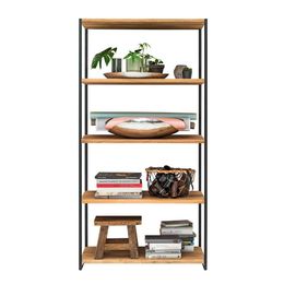 Pharao24.de Regal aus Wildeiche Massivholz und Stahl 160 cm hoch