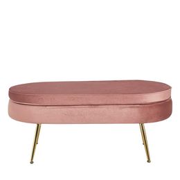 Pharao24.de Samt Sitzhocker in Rosa und Goldfarben Vierfu&szlig;gestell aus Metall