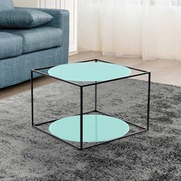 Pharao24.de Design Couchtisch in Mindgr&uuml;n und Schwarz runden Glasplatten