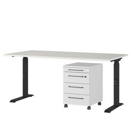 Pharao24.de Schreibtisch Verstellbarer Schreibtisch in Schwarz und Lichtgrau (zweiteilig)