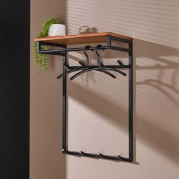 Pharao24.de Garderobe aus Metall und Akazie Massivholz Industry und Loft Stil