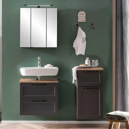 Pharao24.de Badezimmerset Badm&ouml;belset im Landhausstil mit Metallgriffen (dreiteilig)