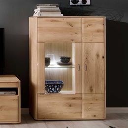 Pharao24.de Highboard massiv in Eiche Bianco 140 cm hoch