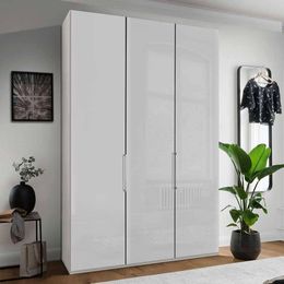 Pharao24.de Hochwertiger Kleiderschrank in Wei&szlig; Front glasbeschichtet