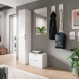 Pharao24.de Garderobenkombination Komplett Garderobe in Wei&szlig; in modernem Design (f&uuml;nfteilig)