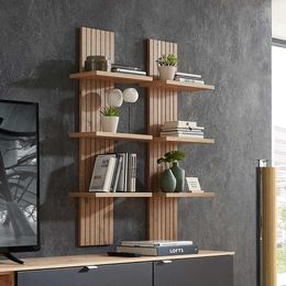 Pharao24.de H&auml;ngeregal Wohnzimmer modern in Wildeichefarben 120 cm hoch