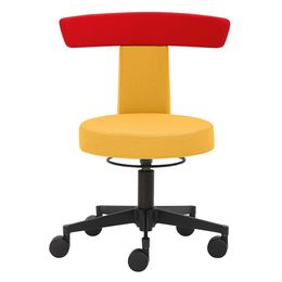 Pharao24.de Arbeitshocker mit gepolsterter R&uuml;ckenlehne Gelb und Orange