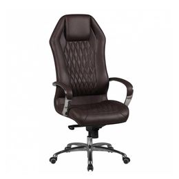 Pharao24.de Chef Sessel Premium Qualit&auml;t Dunkelbraun & Alu