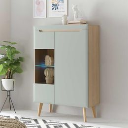 Pharao24.de Esszimmer Highboard Vitrine Glaseinsatz links 134 cm hoch