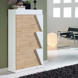 Pharao24.de Garderobenschuhschrank in Wei&szlig; und Wildeiche Optik modern