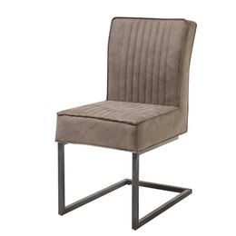 Pharao24.de Esstisch St&uuml;hle in Taupe und Schwarz Schwinggestell aus Metall (2er Set)