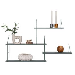 Pharao24.de Wand Regal Skandi Design in Dunkelgr&uuml;n lackiert 62 cm hoch