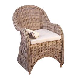 Pharao24.de Esszimmersessel aus Rattan Grau