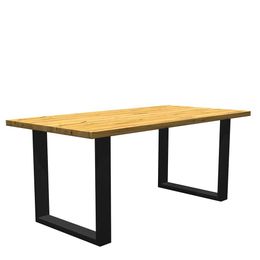 Pharao24.de Tisch aus Eiche und Metall mit B&uuml;gelgestell 77 cm hoch