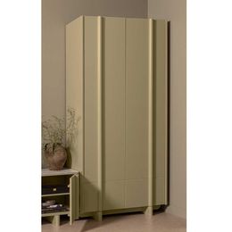 Pharao24.de Schrank Holz Holzschrank massiv in Khaki mit Dreht&uuml;ren