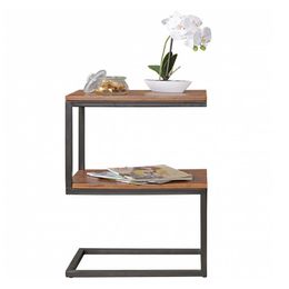 Pharao24.de Design Beistelltisch aus Sheesham Massivholz Metall