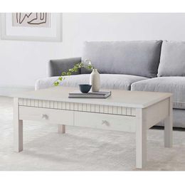 Pharao24.de Landhausstil Couchtisch in Wei&szlig; Kiefer Massivholz