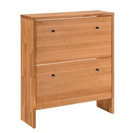 Pharao24.de Massivholz Schuhschrank aus Wildeiche ge&ouml;lt 2 Klappen 82x95x27 cm Pharao24