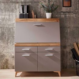 Pharao24.de Sekret&auml;rschrank mit Schreibklappe Grau & Eichefarben