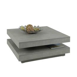 Pharao24.de Wohnzimmer Couchtisch mit drehbarer Tischplatte Beton Grau