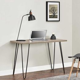 Pharao24.de Retro Design Laptopschreibtisch in Eichefarben und Schwarz 74 cm hoch