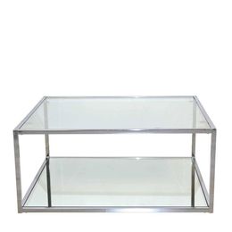 Pharao24.de Glas Couchtisch mit Stahlgestell Chromfarben