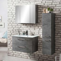 Pharao24.de Badm&ouml;bel Set in Dunkelgrau 110 cm breit (dreiteilig)