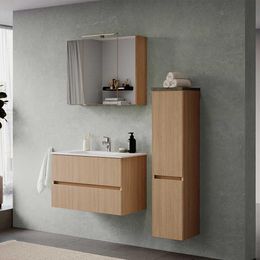 Pharao24.de Badm&ouml;belset Badezimmerm&ouml;belset in Eiche hell in modernem Design (dreiteilig)