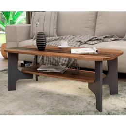 Pharao24.de Gro&szlig;er Couchtisch modern in Holz Antik Optik Dunkelgrau