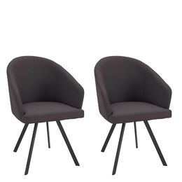 Pharao24.de Cocktail St&uuml;hle in Dunkelgrau und Schwarz Gestell aus Metall (2er Set)