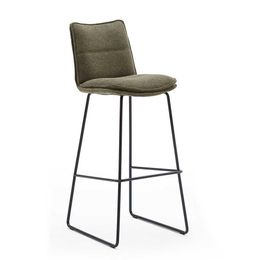 Pharao24.de Drehbare Barst&uuml;hle in Olivgr&uuml;n Chenillegewebe Loft Design (2er Set)