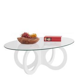 Pharao24.de Designer Couchtisch mit Glasplatte Wei&szlig; Hochglanz