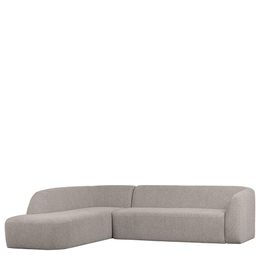 Pharao24.de Skandi Stil Chenille Ecksofa in Offwhite R&uuml;cken echt bezogen