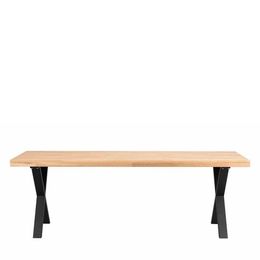 Pharao24.de Esszimmertisch aus Eiche Massivholz und Metall 75 cm hoch
