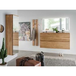 Pharao24.de Garderobenset zur Wandmontage Asteiche Massivholz (f&uuml;nfteilig)
