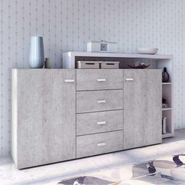 Pharao24.de Sidebord mit vier Schubladen und zwei T&uuml;ren modernem Design
