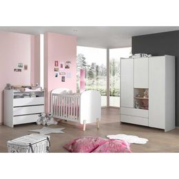 Pharao24.de Babyzimmer Komplettset Skandi in Wei&szlig; Kieferfarben (dreiteilig)