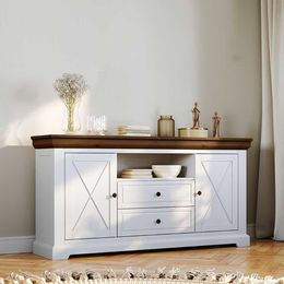 Pharao24.de Kommode Sideboard im Landhausstil mit zwei Schubladen